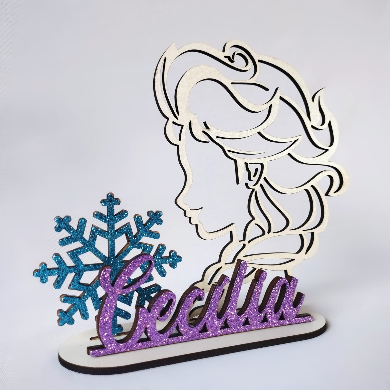 Centros de Mesa da Elsa/Frozen em Mdf Branco e com Eva Glitter ...