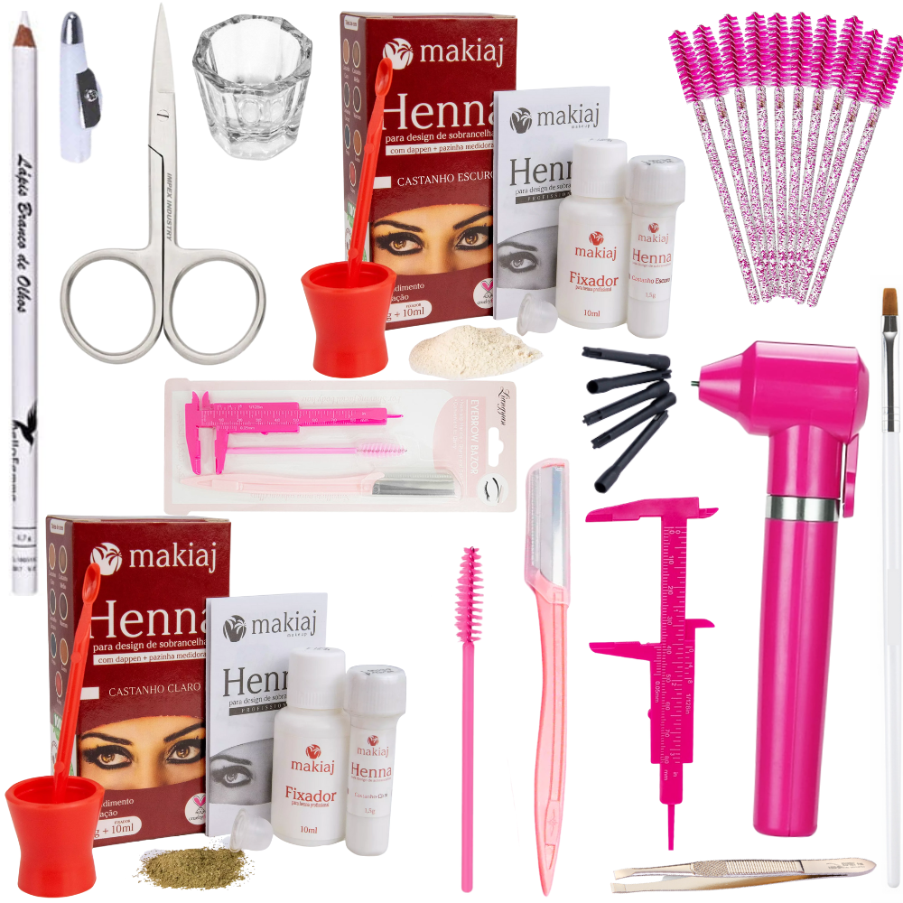 Kit Design Sobrancelha Profissional Henna Makiaj Mixer | Shopee Brasil