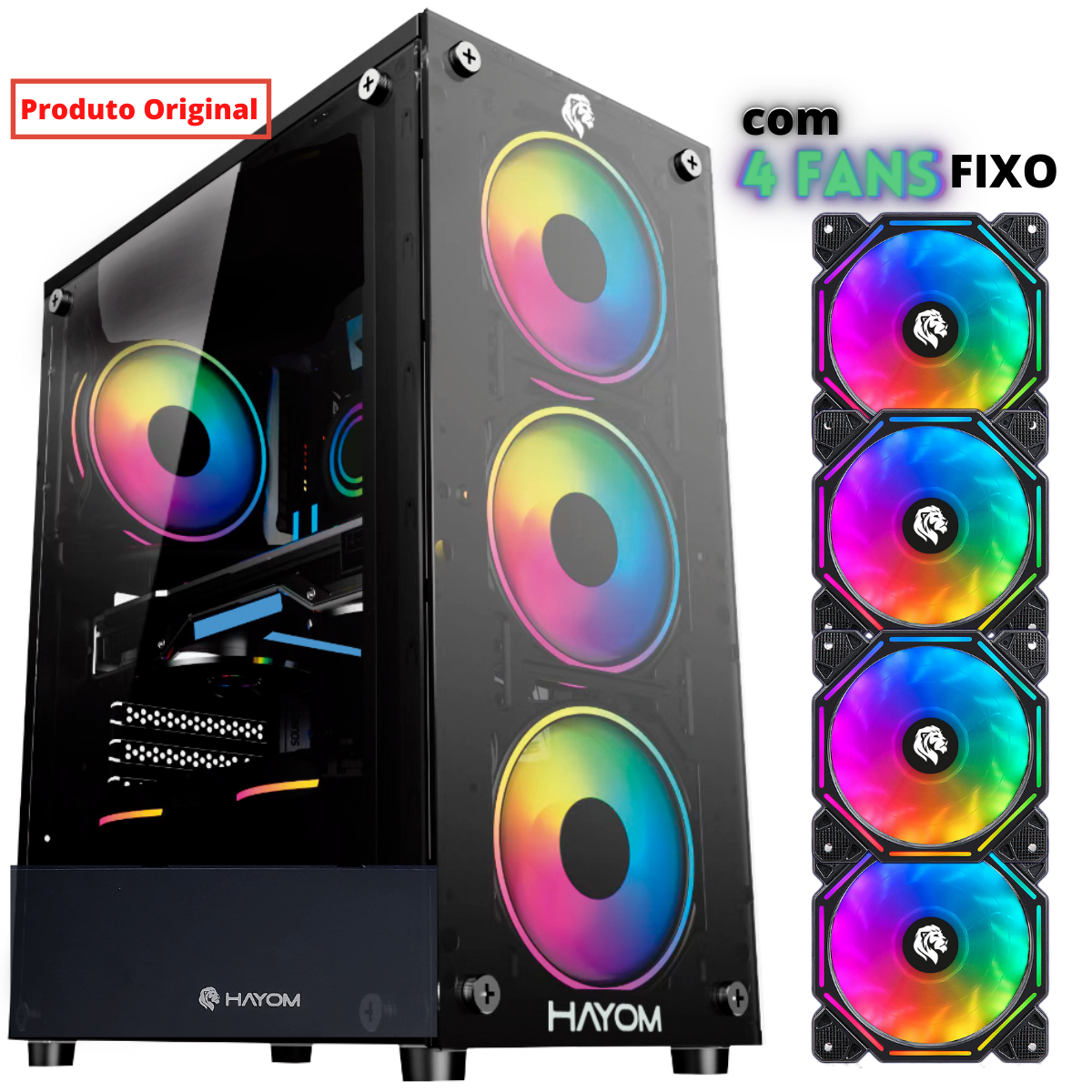 Gabinete Gamer Hayom GB1749 Com 4 fans RGB para Placa Mãe Atx Fonte ...