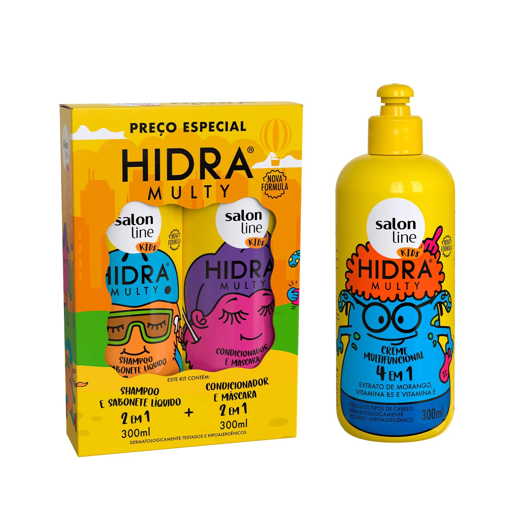 Kit Infantil Hidra Multy Kids Shampoo + Condicionador + Creme Salon ...