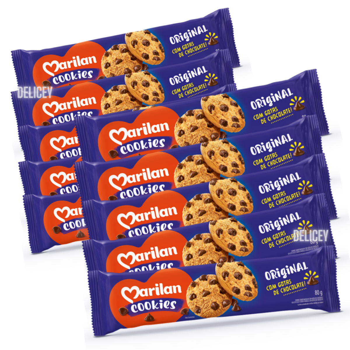 Kit 10 Biscoito Recheado Cookies Marilan Bolacha 80g Com Gotas De ...