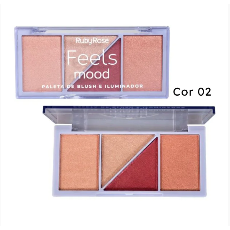 Paletas Blush e Iluminador - Ruby Rose Feels Mood | Shopee Brasil