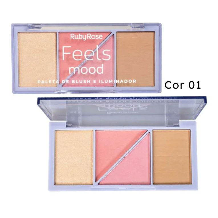 Paletas Blush e Iluminador - Ruby Rose Feels Mood | Shopee Brasil