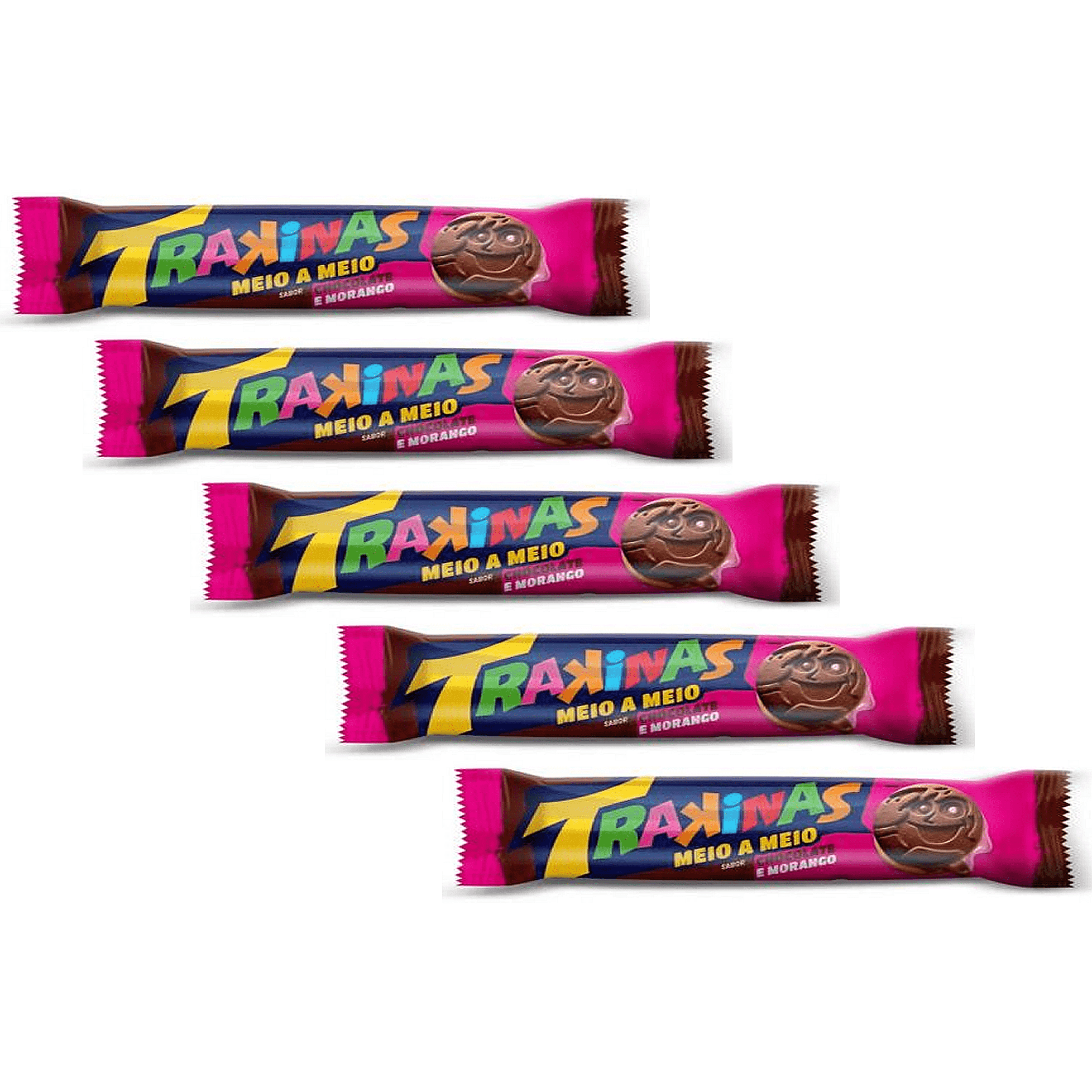 Biscoito Recheado Trakinas Meio a Meio Morango e Chocolate - Kit 30 Un | Shopee Brasil