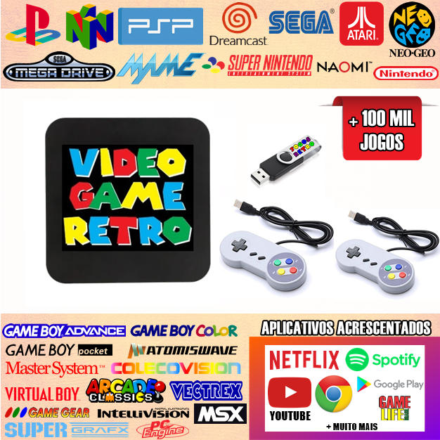 Video Game Retro Box Android 100 Mil Jogos Antigos + 2 Controles ...