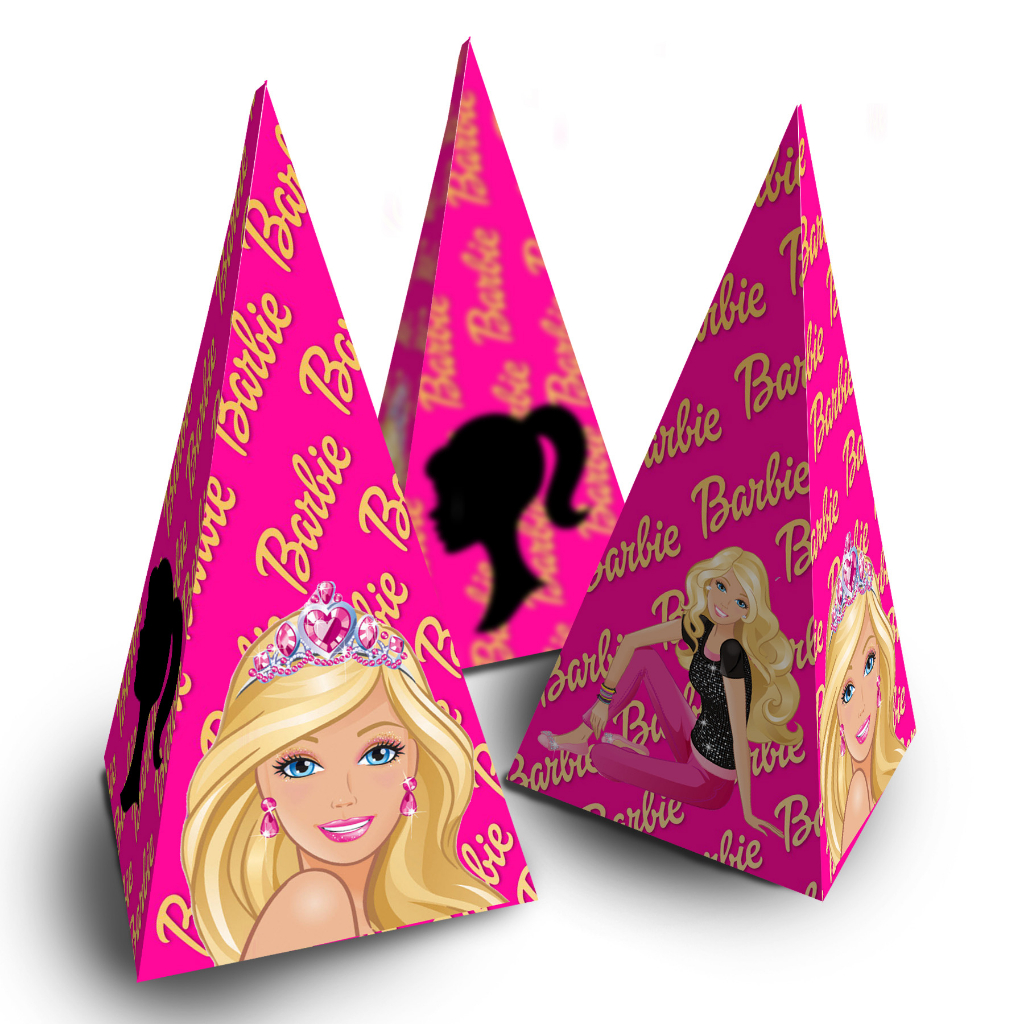 Kit Barbie caixa pirâmide 10 unidades lembrancinha | Shopee Brasil