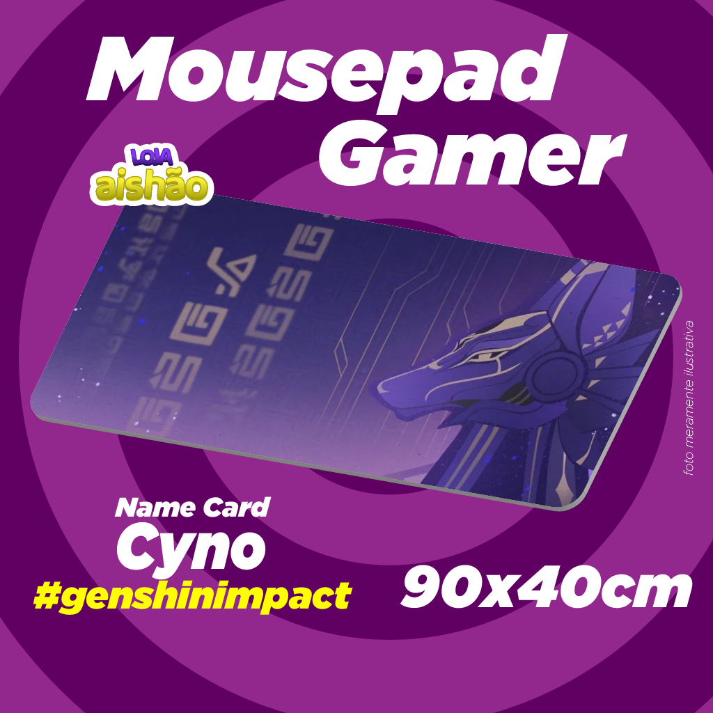 Mouse Pad Gamer Personalizado - Namecard Cyno - Genshin Impact - 90x40 ...