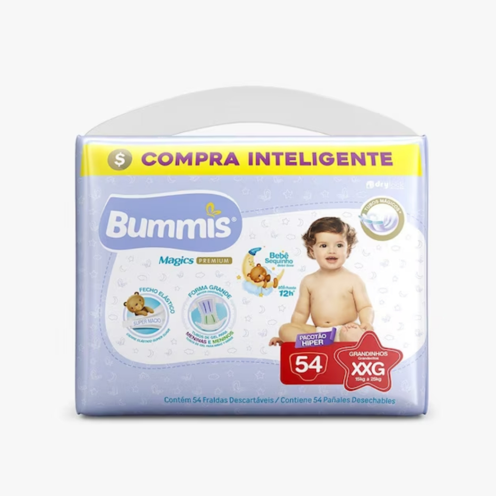 Fralda Descartavel Bummis Tubos Pacotao Hiper Tamanho XXG Com 54 Unidades Capricho Shopee Brasil