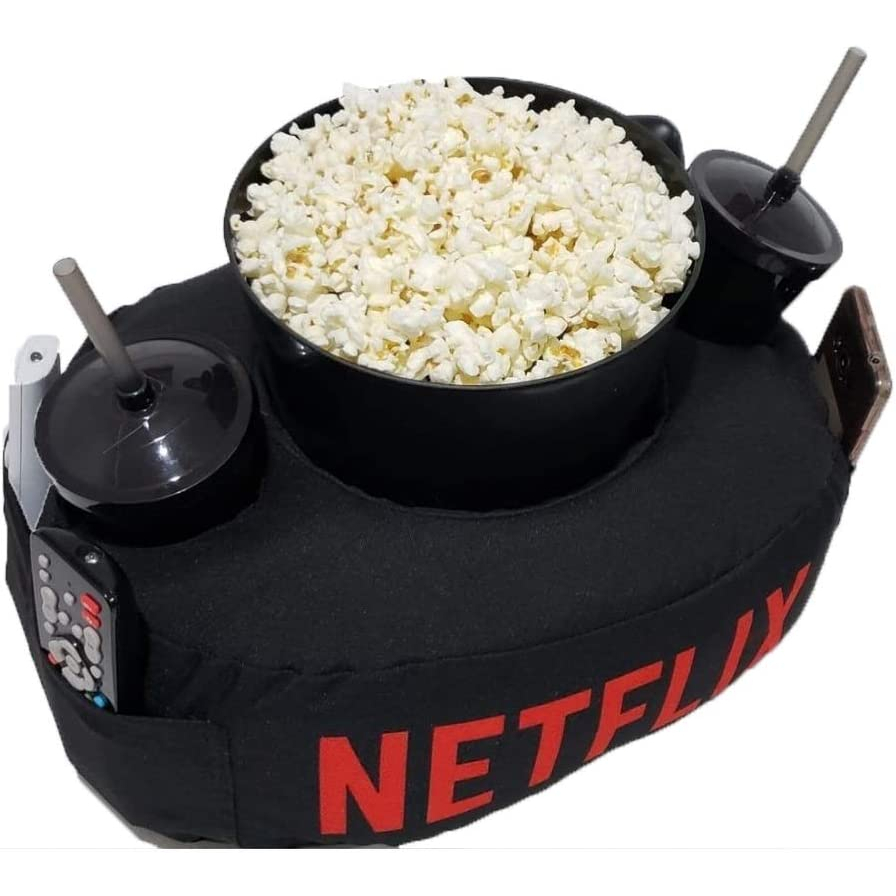 Kit Almofada C/Porta Pipoca - Balde +2 Copos Netflix - Presente Dia dos ...