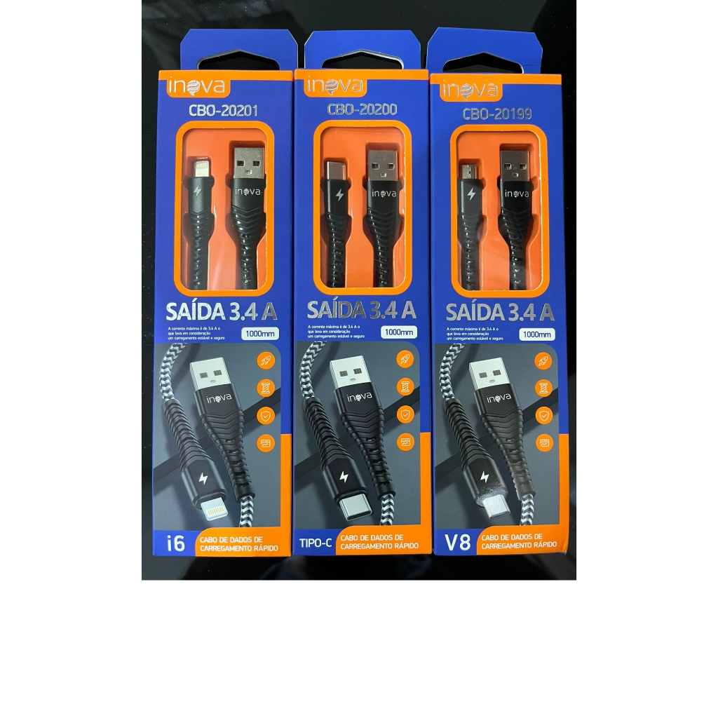 Cabo Inova V8 2.4A Carga Rápida 1 Metro | Shopee Brasil