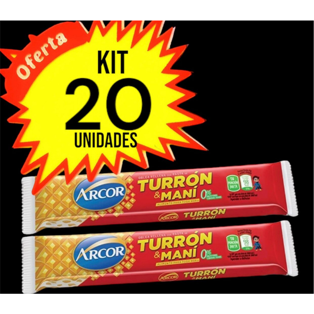 Caixa Torrone 20x unidades de 25g Turrón Y Mani - Arcor | Shopee Brasil