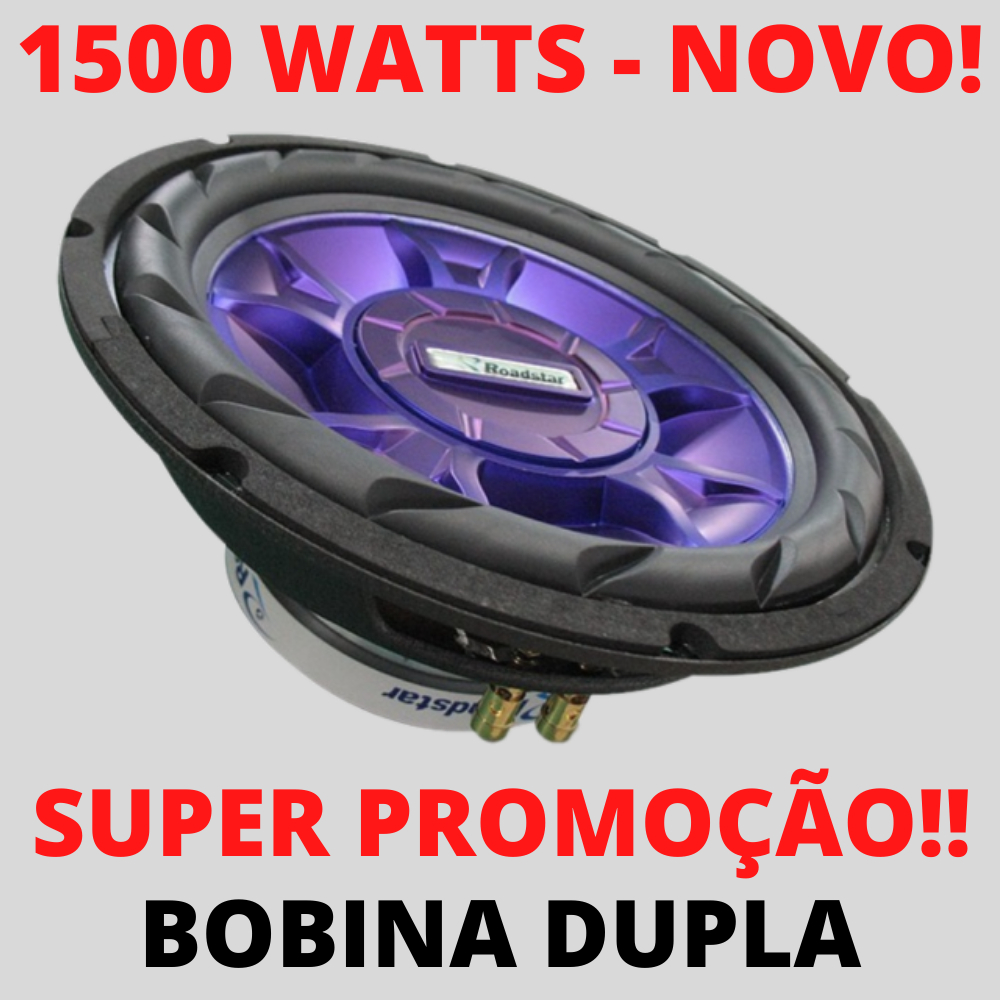 Subwoofer 12 Polegadas Linha Tuning Bobina Dupla 1500 Watts Roadstar Sub Personalizado Potente ...