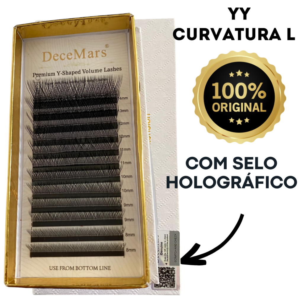 Cílios Y Curvatura L Decemars Original com Selo Efeito Fox Eye Extensão ...