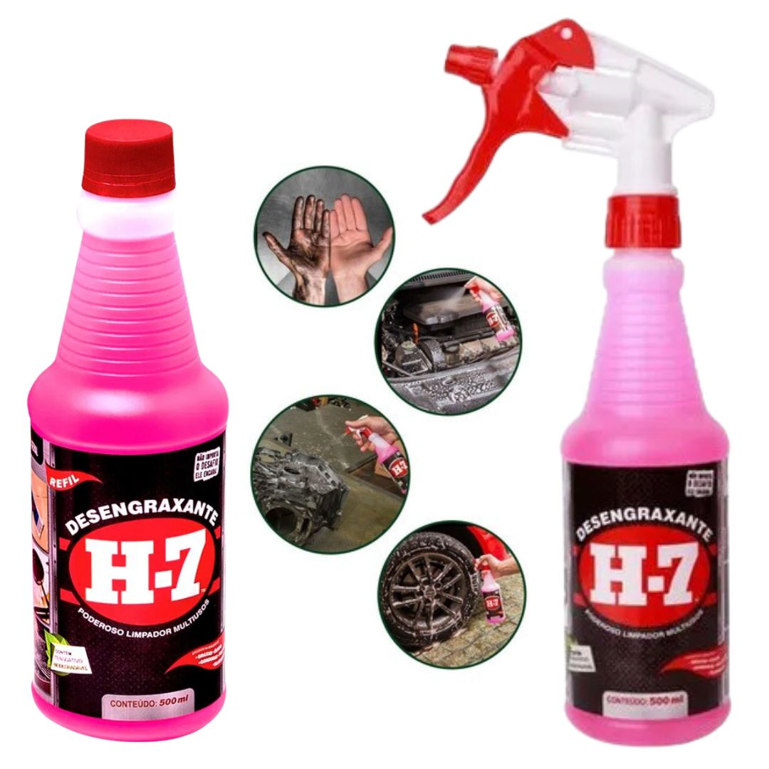 Desengraxante H7 500ML Original Spray Limpeza Pesada Com Aplicador ...