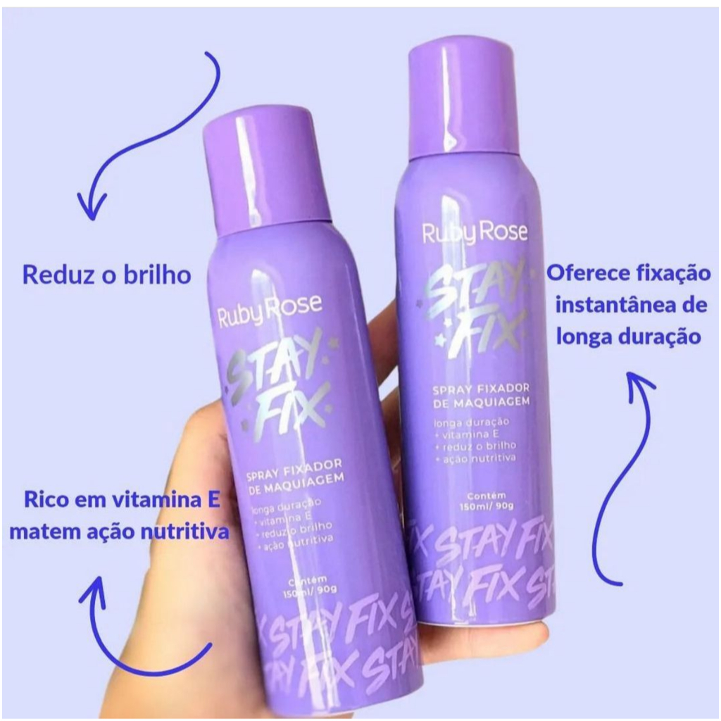 Spray fixador de maquiagem linha Stay Fix Ruby Rose | Shopee Brasil