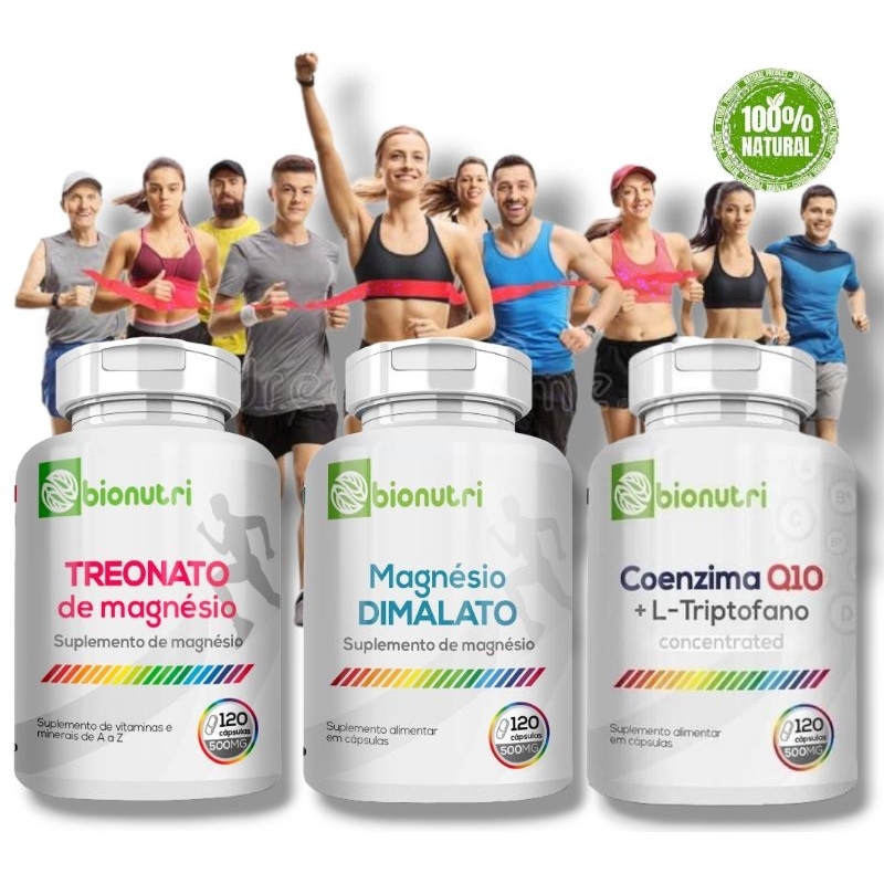 Kit 3x Magnésio Dimalato L-Treonato De Magnésio Coezimaq10 co10 Bionutri 360 Cápsulas Bionutri ...