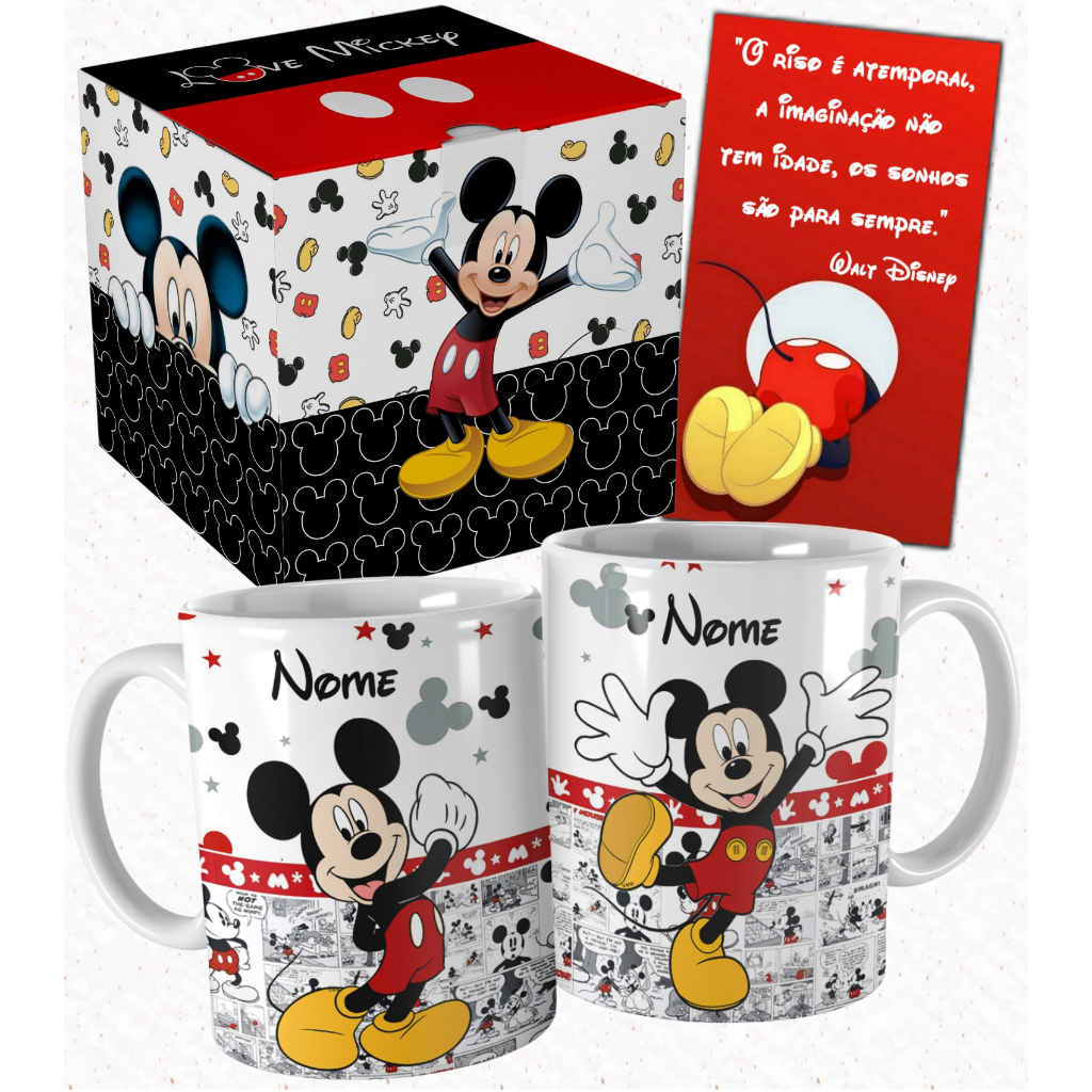 Caneca Mickey Quadrinhos Personalizada com Nome e com Embalagem ...