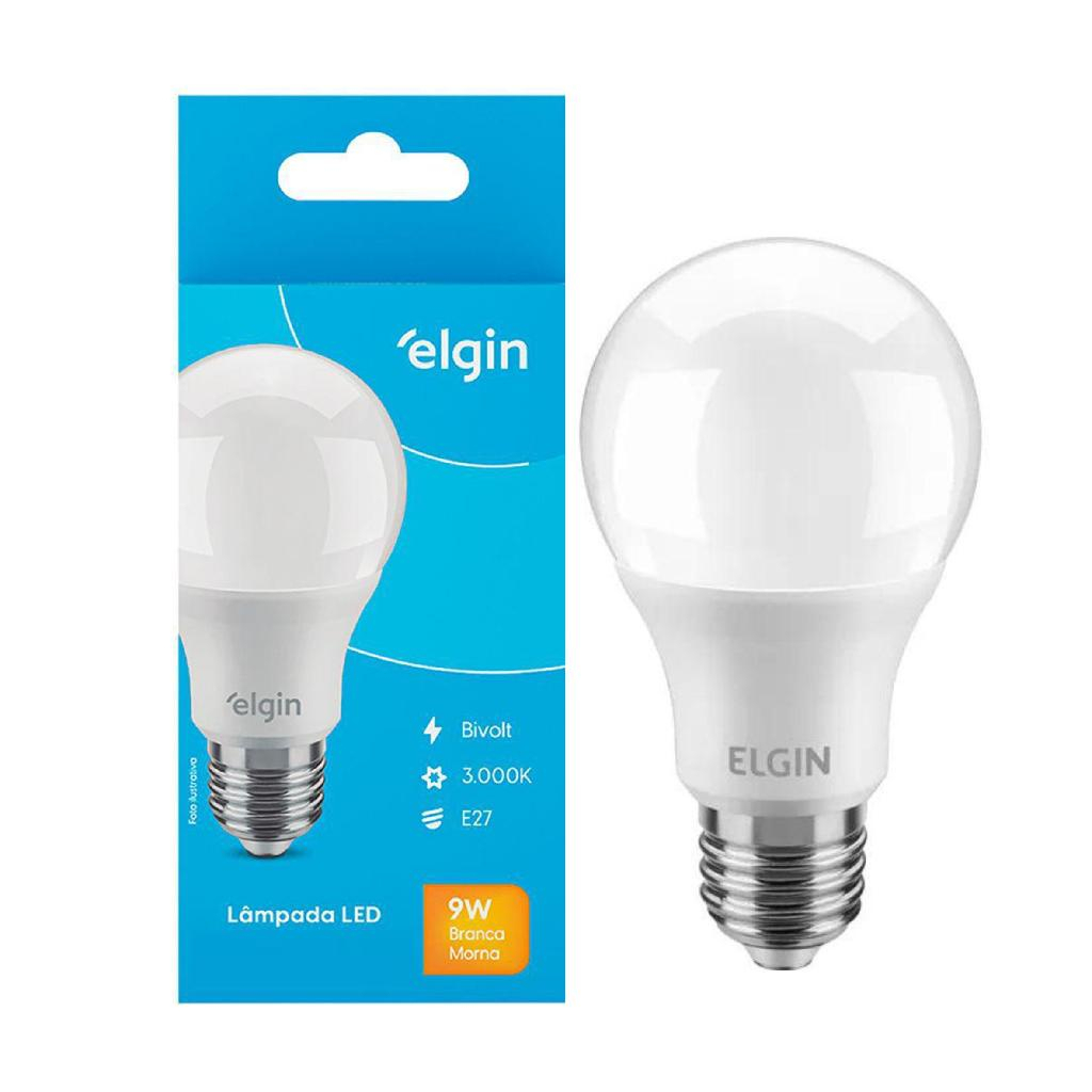 Lampada Led 9w Bulbo E27 BiVolt Elgin Branca Morna 810LM - Inmetro | Shopee Brasil