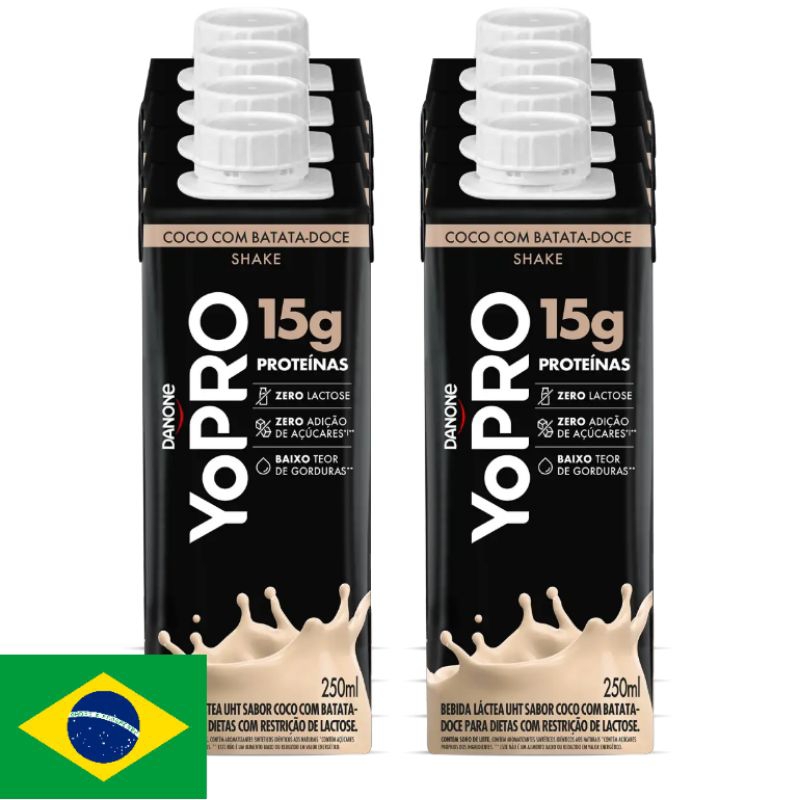 Pack com 8 Unidades YoPRO Cocô/ Batata Doce 15G Protein 250ml | Shopee ...