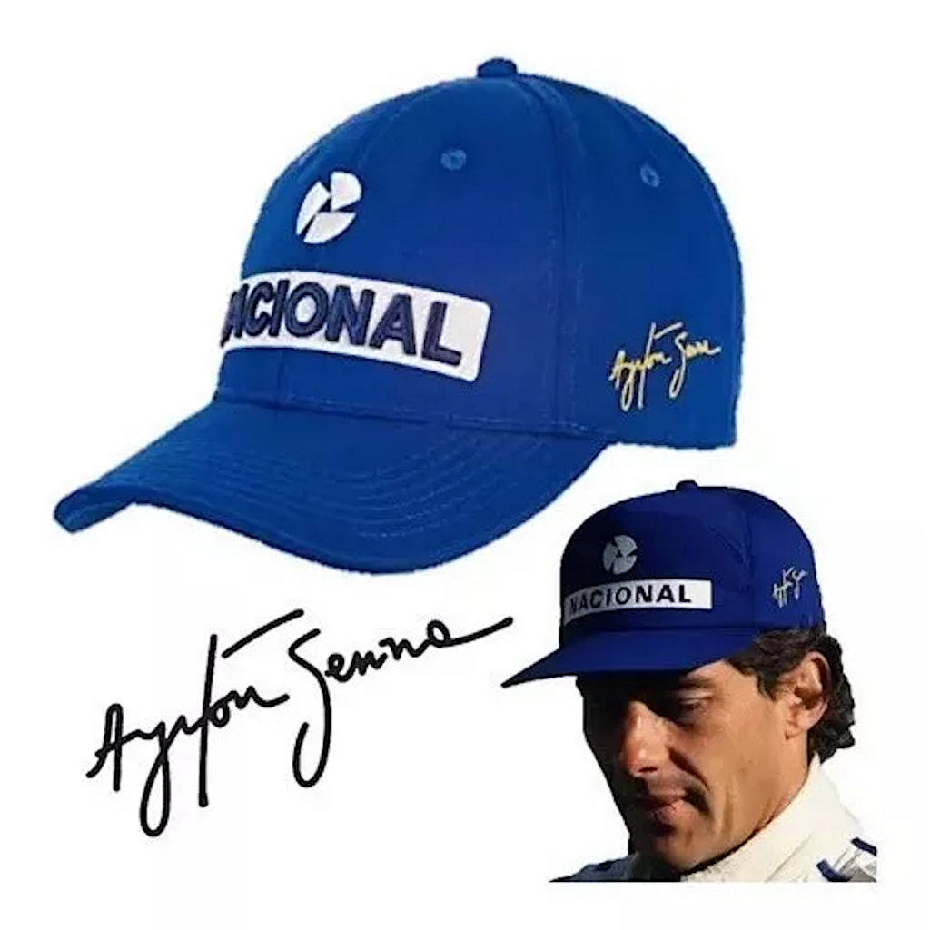 Boné Ayrton Senna Original Banco Nacional Azul Royal Retrô Brasil ...