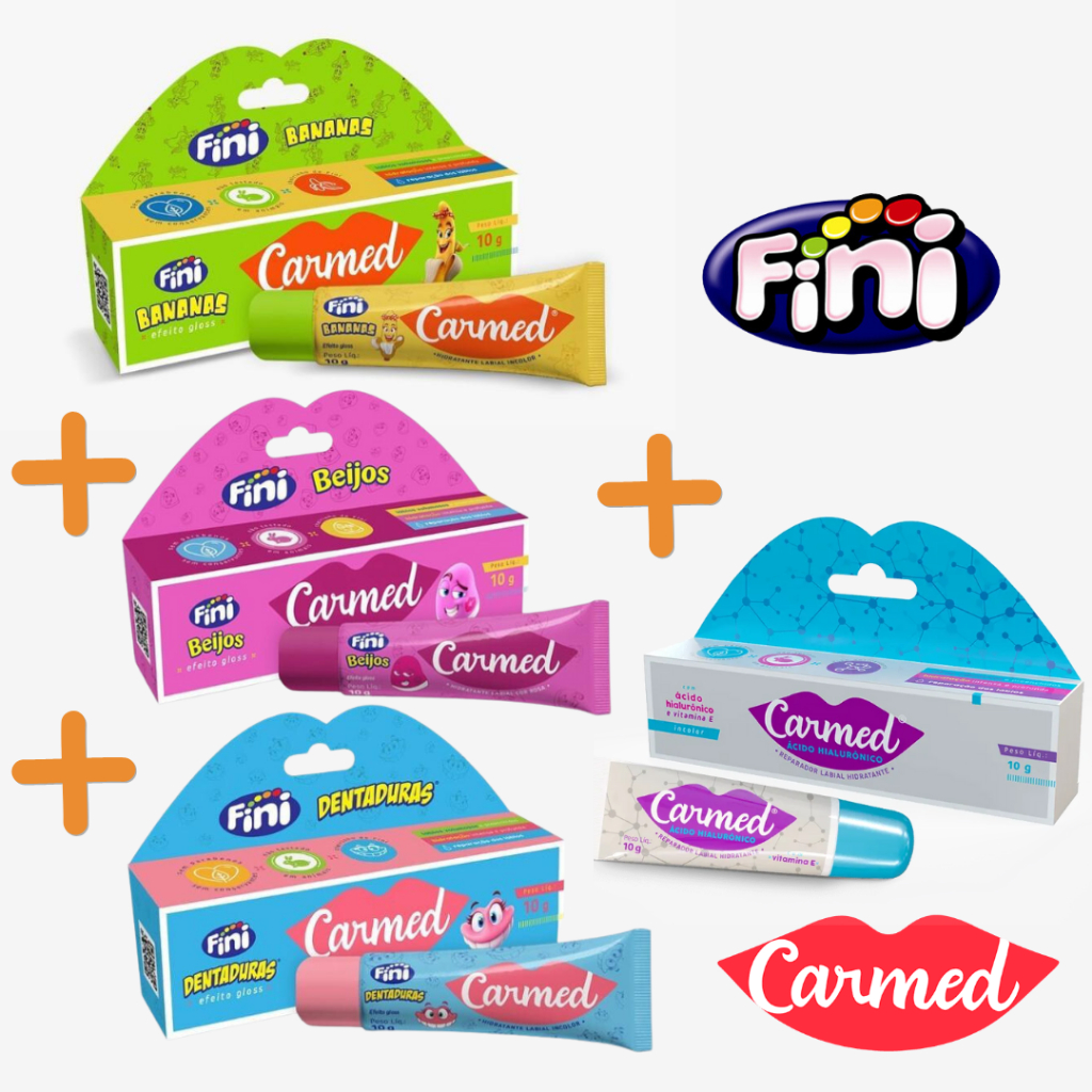 KIT 3 Hidratante Labial Carmed Fini + ÁCIDO HIALURÔNICO 10G CADA | Shopee Brasil