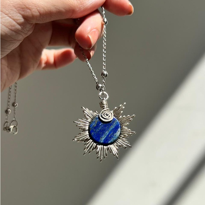 Colar Sol Hippie Lápis Lazúli - Arame | Shopee Brasil