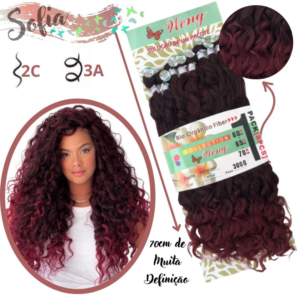 Cabelo Orgânico Cacho Aberto 3c 70cm 300gr Sofia | Shopee Brasil