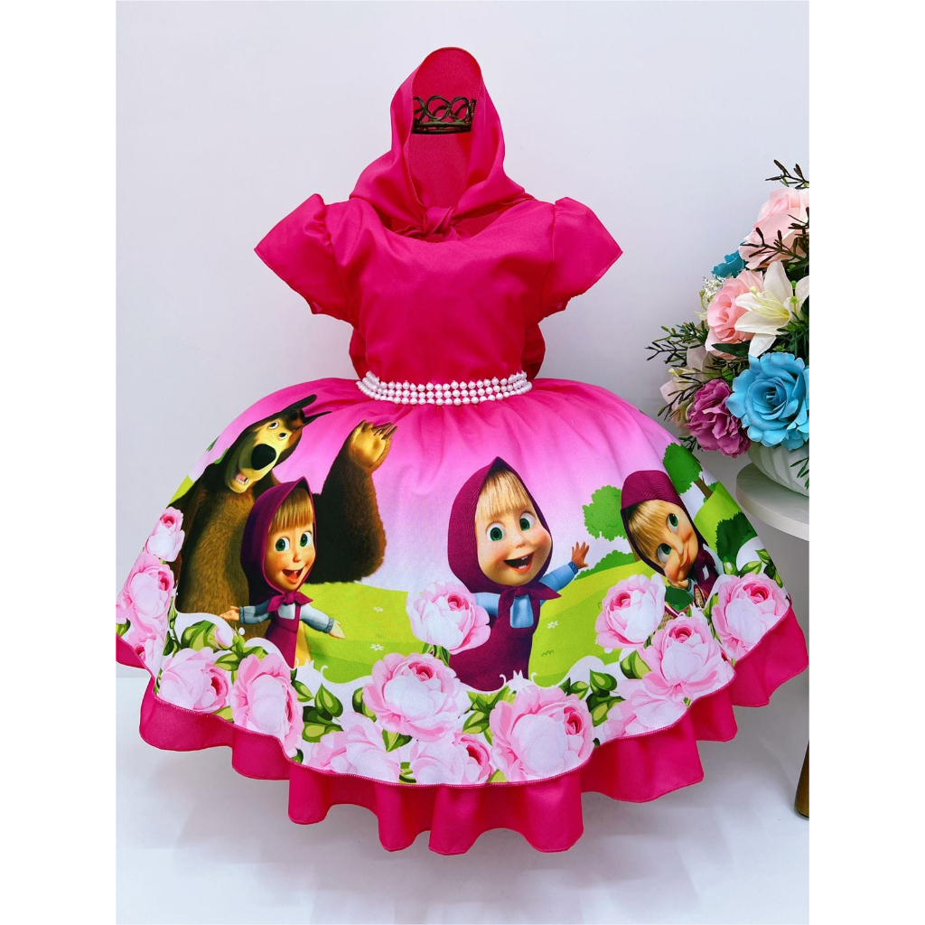 Vestido Minnie marsha e urso menina luxo | Shopee Brasil