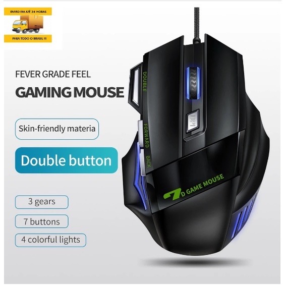 Mouse Gamer Laser X7 3200dpi Led Rgb Usb 7 Botões Profissional Original | Shopee Brasil