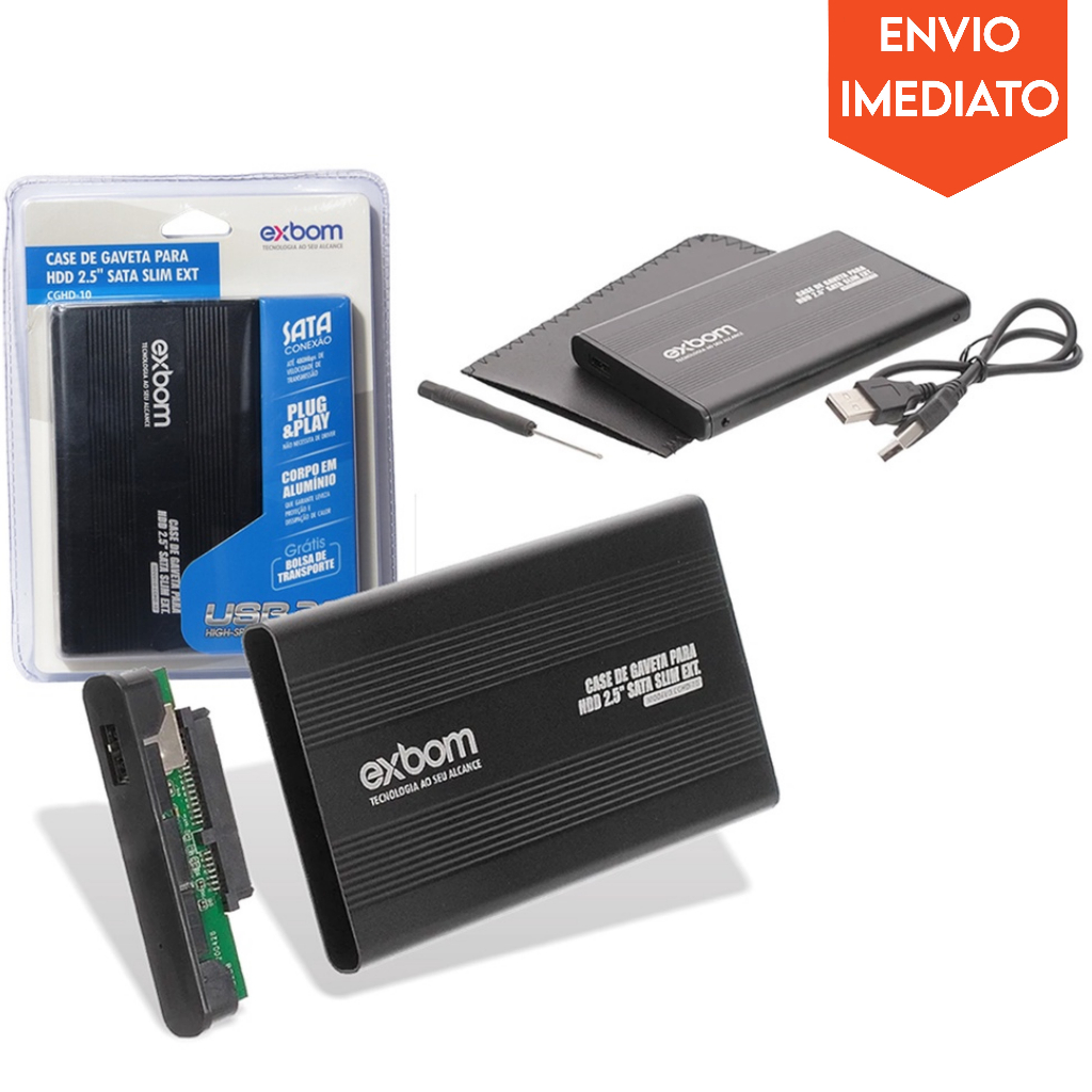 Case Gaveta Para HD 2.5" USB 2.0 Preta - Exbom CGHD-10 | Shopee Brasil