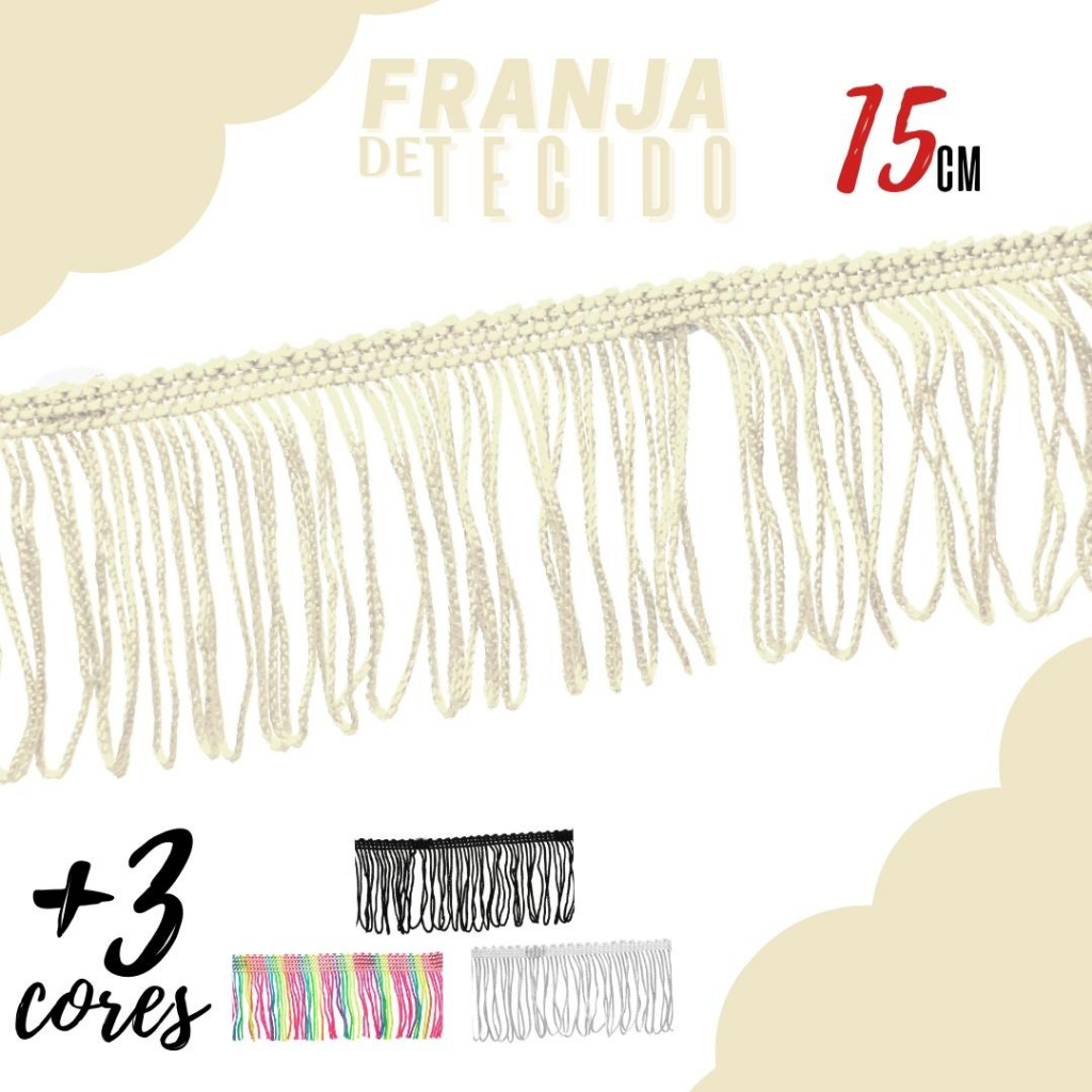 Franja De Tecido 15cm - Rolo Com 10 Metros - Diversas Cores - Criar ...