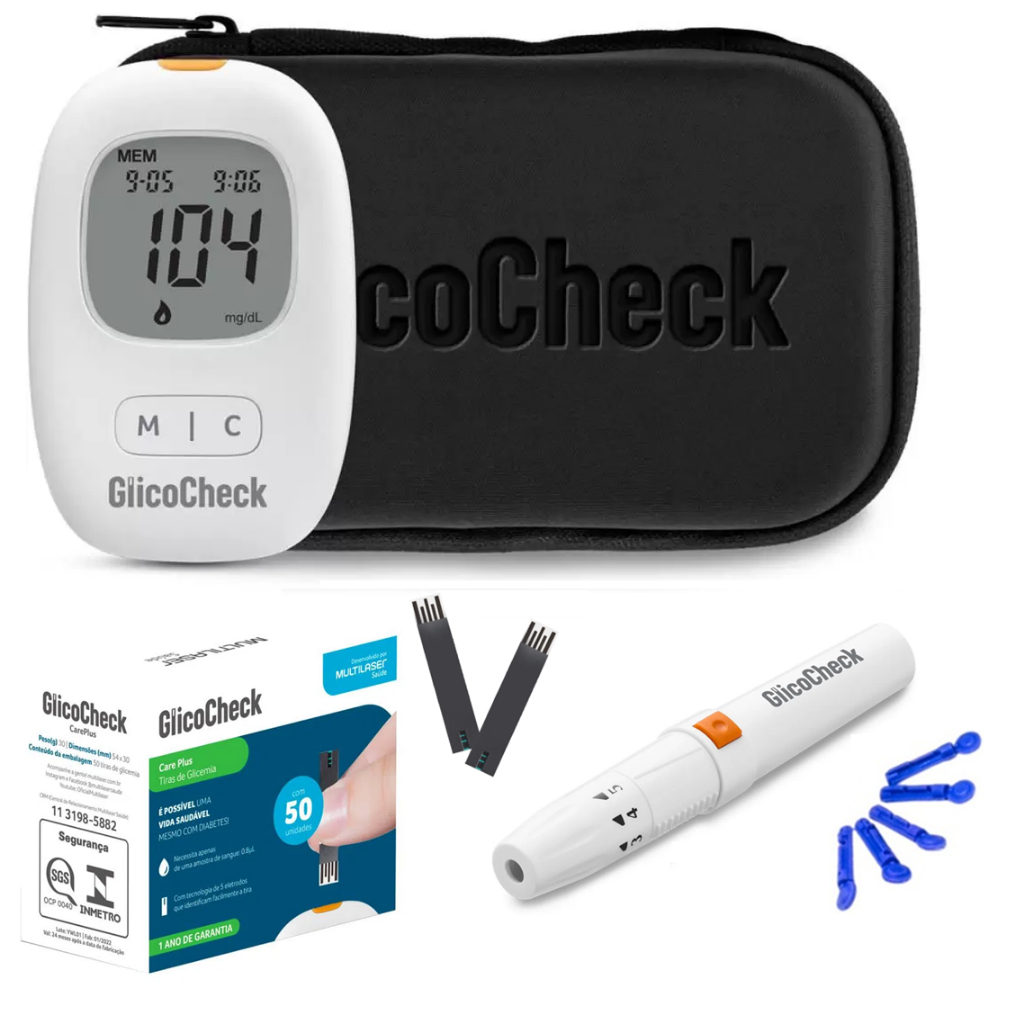 Kit Medidor Glicose/Glicemia GlicoCheck com 60 Tiras de Glicemia ...