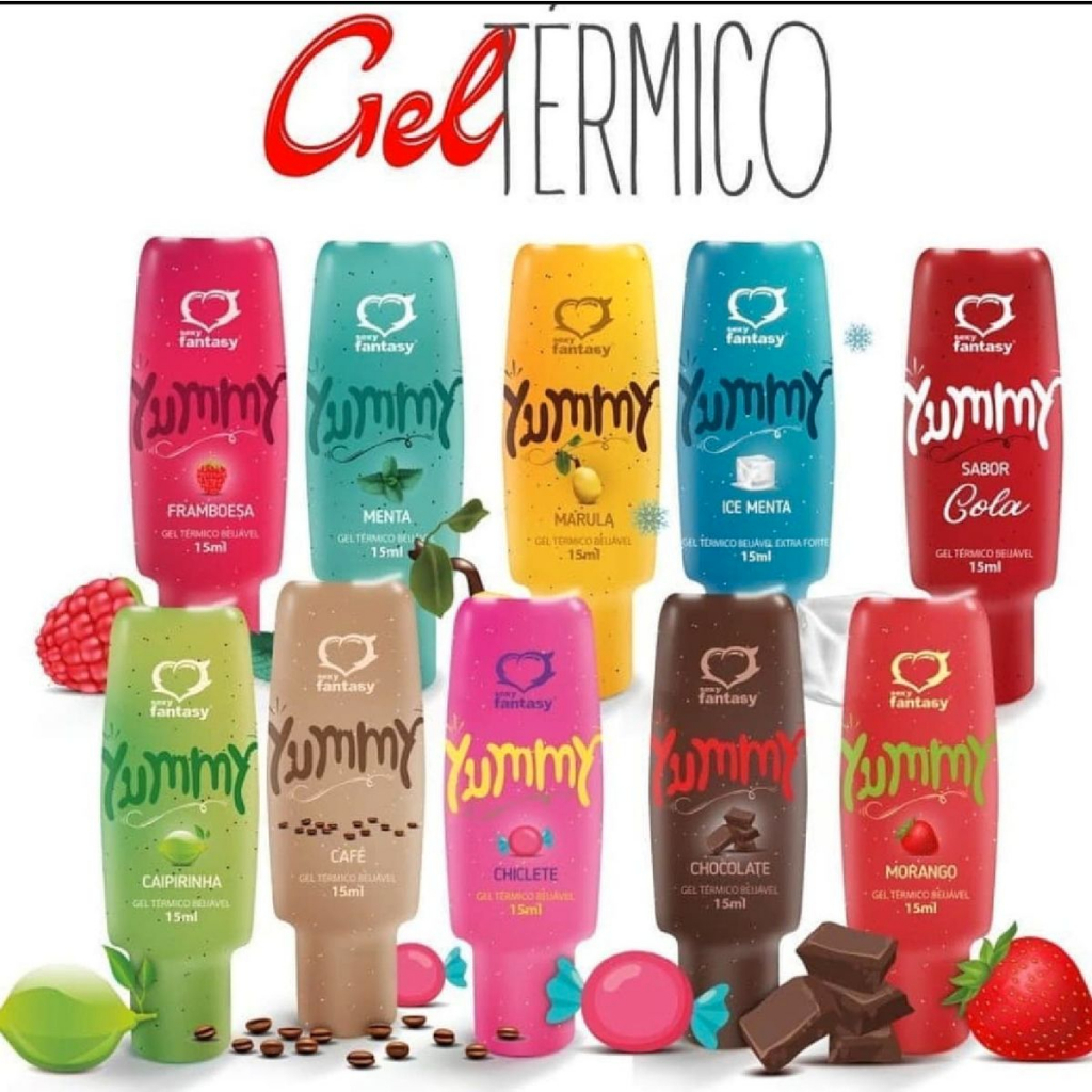 Kit Atacado 4 Unidades Gel Comestível Beijável Térmico Yummy 15ml Sexy