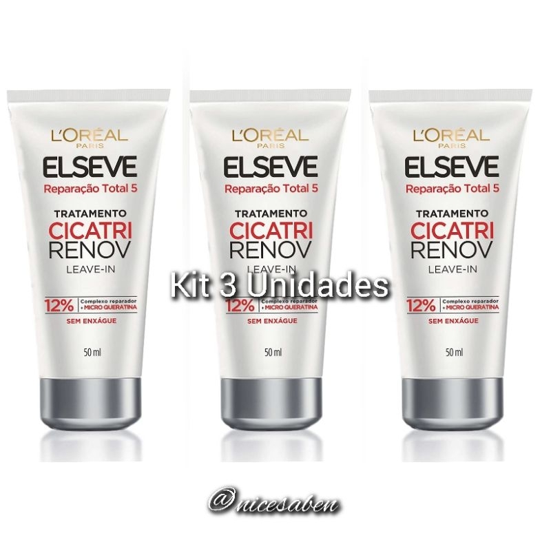 KIT CICATRI RENOV Leave-in de Tratamento L'Oréal Paris Elseve, 50ml ...