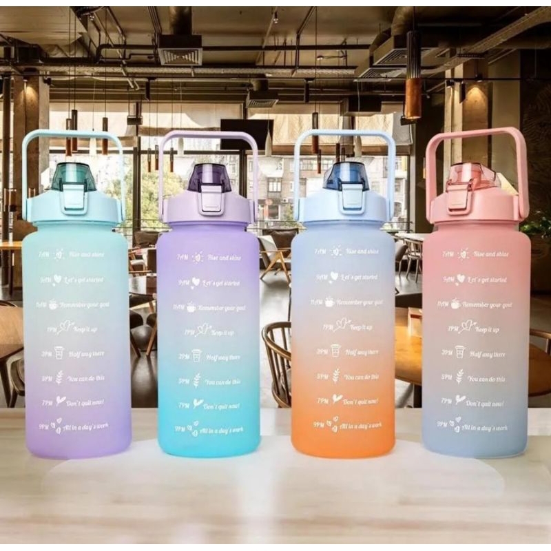 Kit 3 Garrafa de água Portátil Squeeze Motivacional com Adesivos 2d e 3d 500ml + 900ml + 2000ml ...