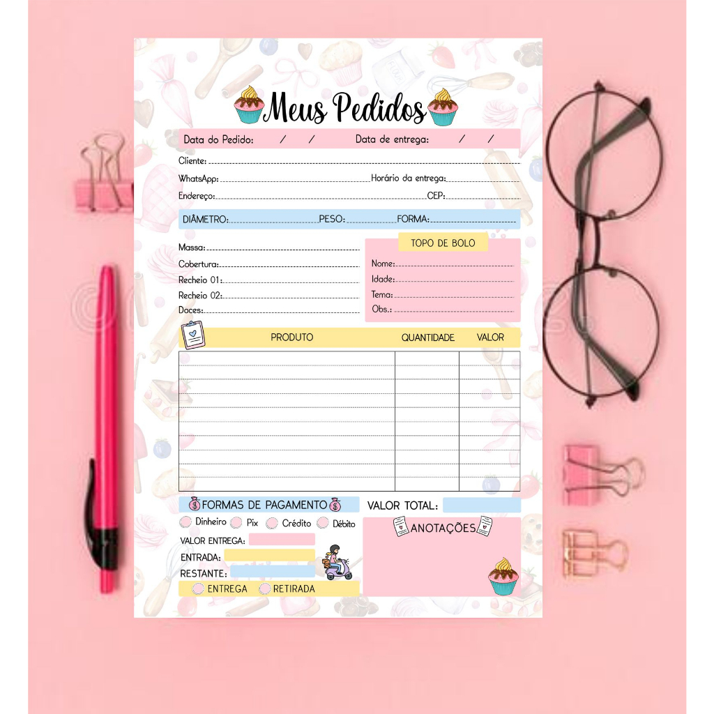 Bloco de Pedidos para confeitaria bolos | Shopee Brasil