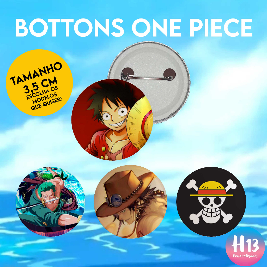 Kit Bottons One Piece 30/35/40/45/50 unidades tamanho 3,5 cm Boton ...
