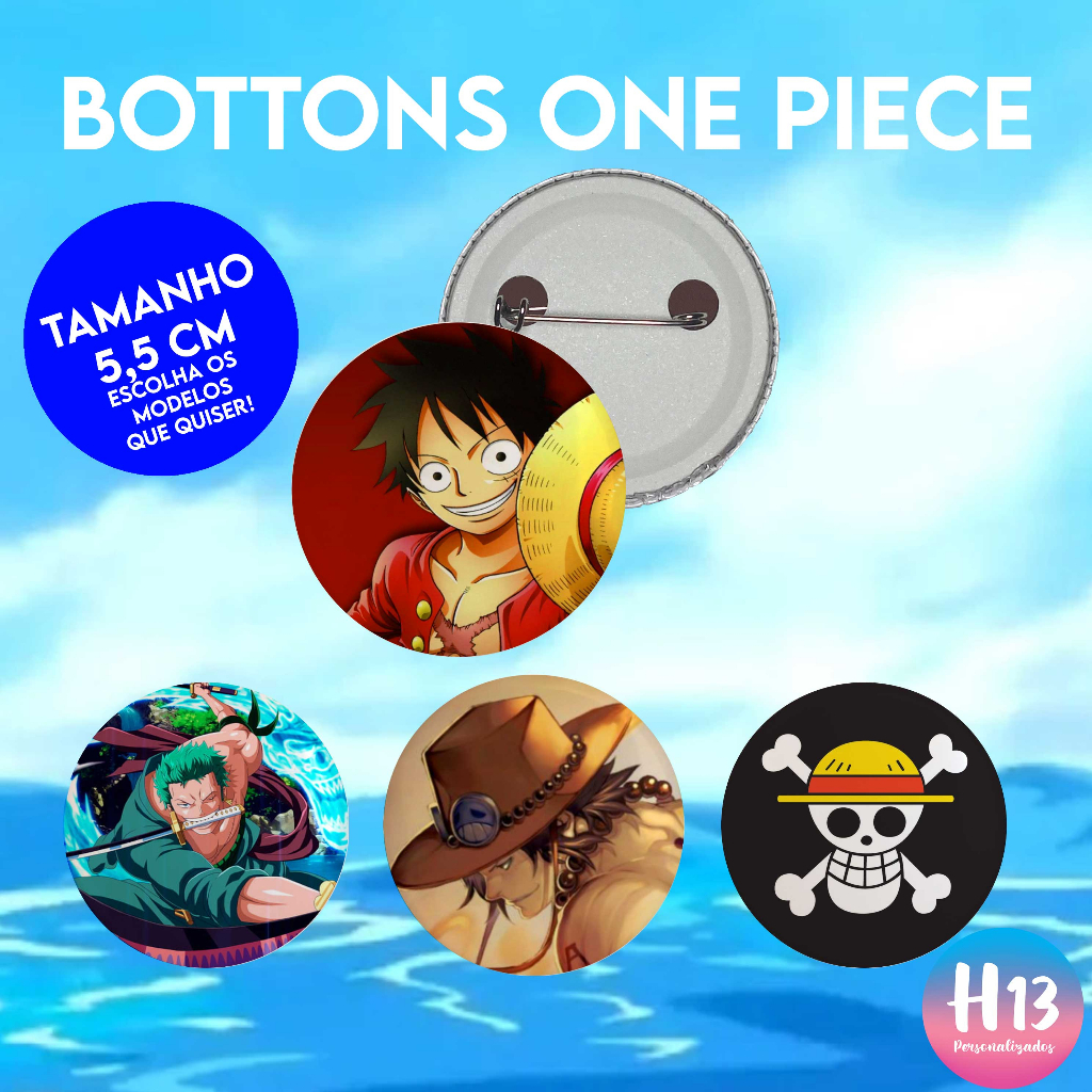 Kit Bottons One Piece 30/35/40/45/50 unidades tamanho 5,5 cm Boton ...