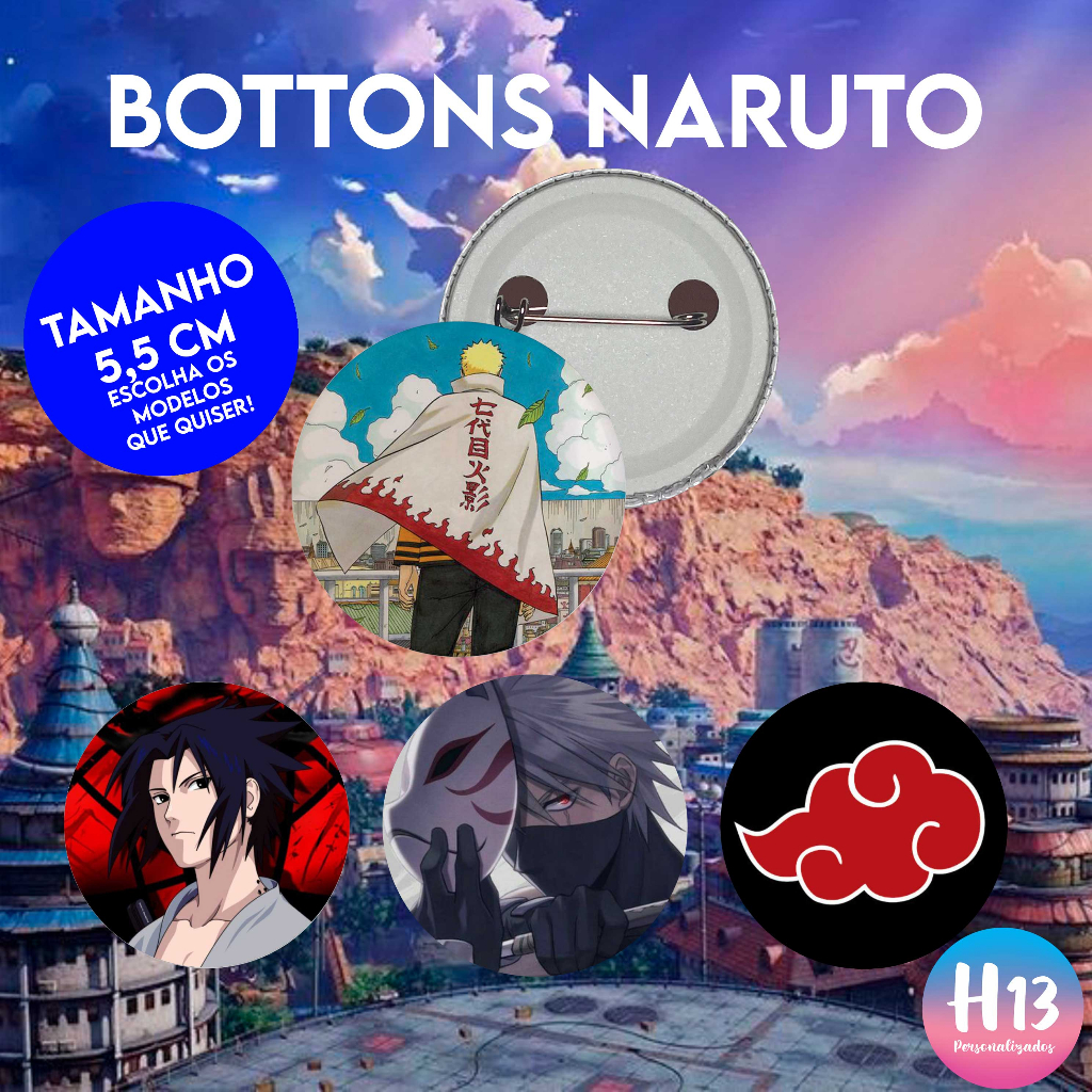 Kit Bottons Naruto 30/35/40/45/50 unidades tamanho 5,5 cm Akatsuki ...