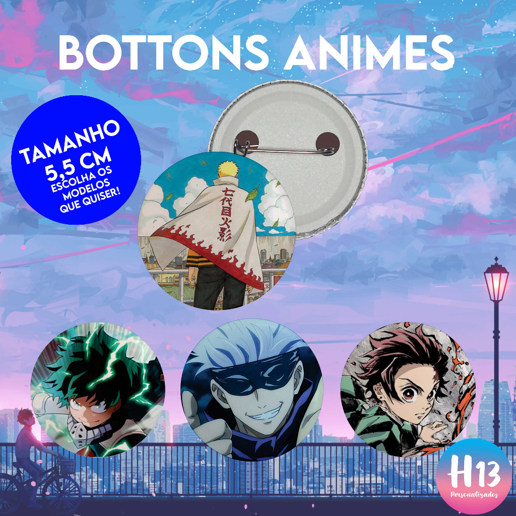 Kit Bottons Anime 30/35/40/45/50 unidades tamanho 5,5 cm Boton Botton ...