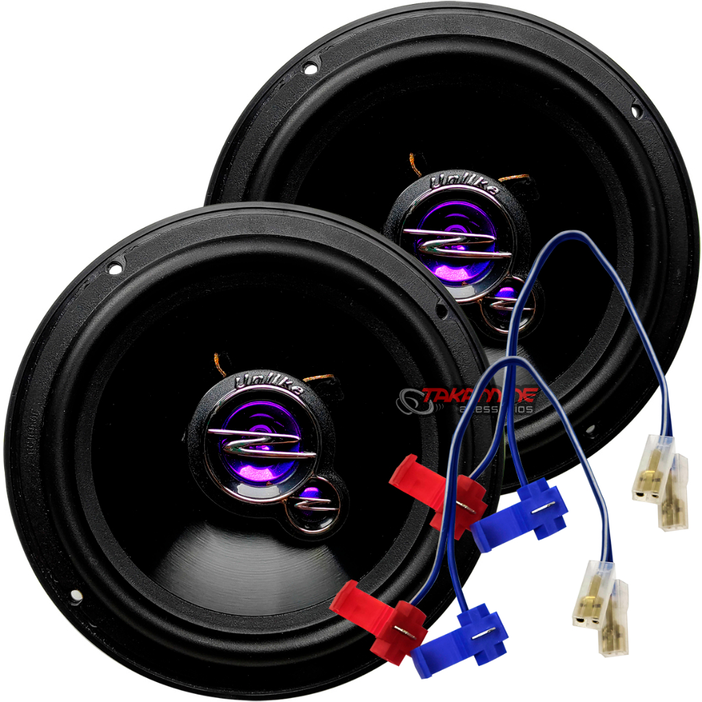 Kit par de alto falante 6 polegadas triaxial Unlike + par de chicote conector universal para ...