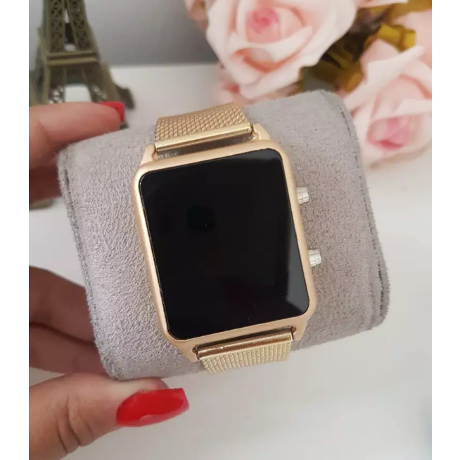 Relógio Digital Feminino Fecho de Imã com Caixa - Dourado | Prata | Preto | Rose | Shopee Brasil