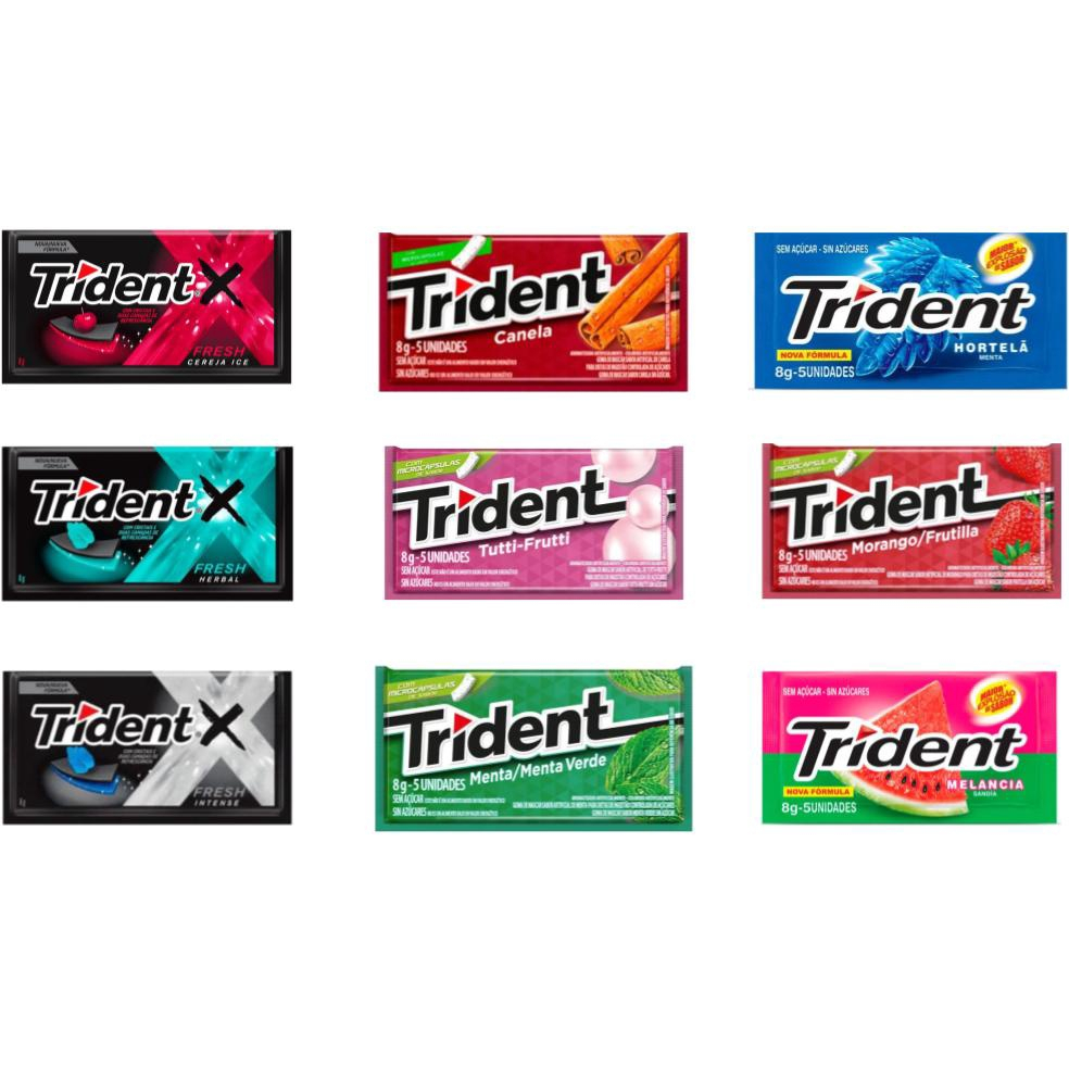 Kit 4 Unidade Trident de 8g ( ESCOLHA O SABOR ) | Shopee Brasil