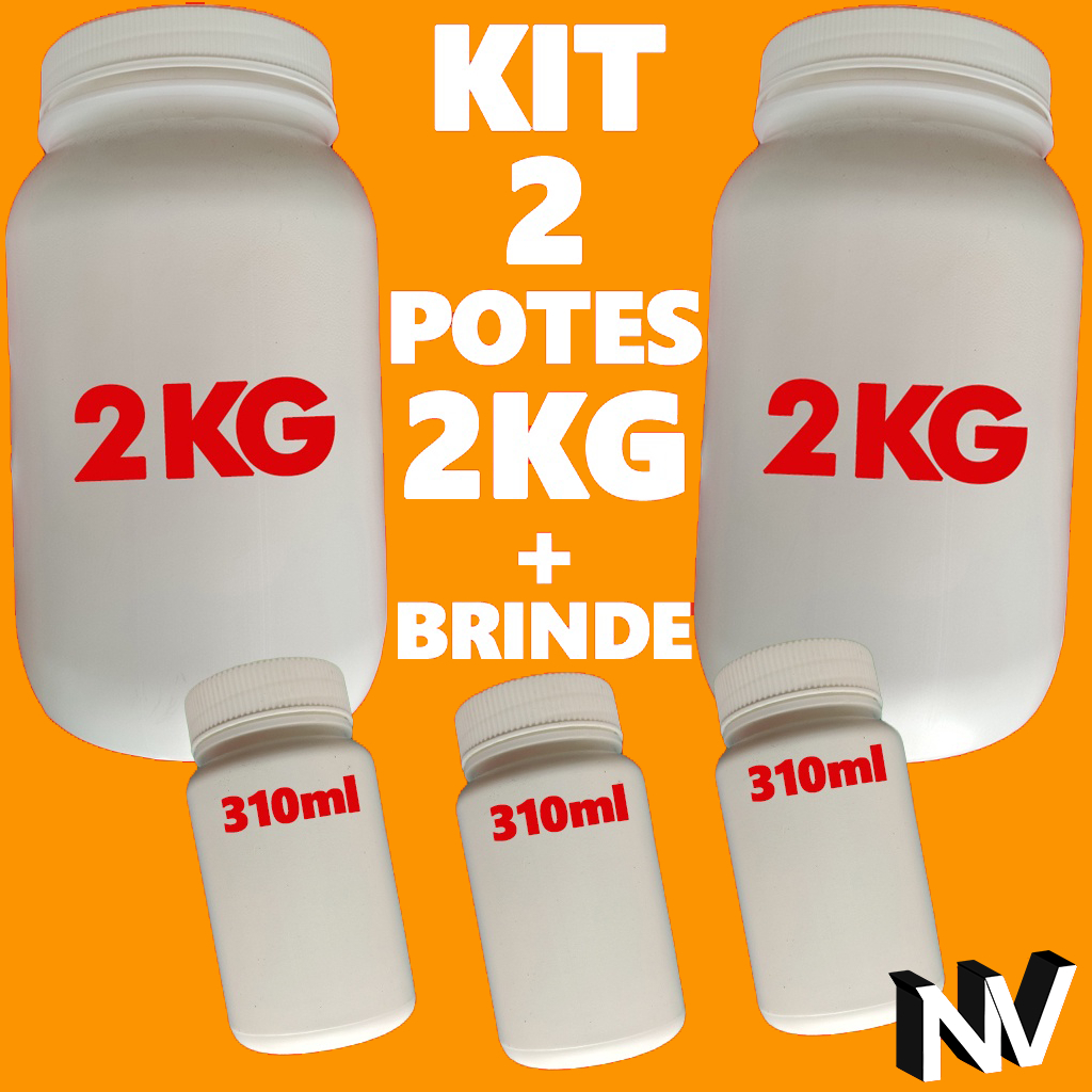 KIT COM 2 Potes Plastico 2KG com tampa de rosca Multiuso Ultra ...