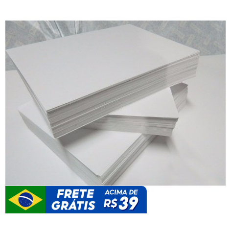 Papel Cartão DUPLEX 250g A4 - 21x29,7cm - 50 folhas - 1 lado branco brilho - 1 lado fosco pardo ...