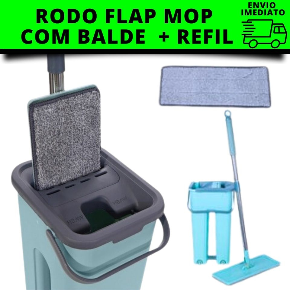 Mop Flat Rodo Com Balde Lava E Seca Profissional Com 2 Refil - Várias ...