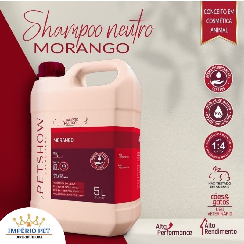 Shampoo Neutro Morango Pet Show 5 Litros | Shopee Brasil