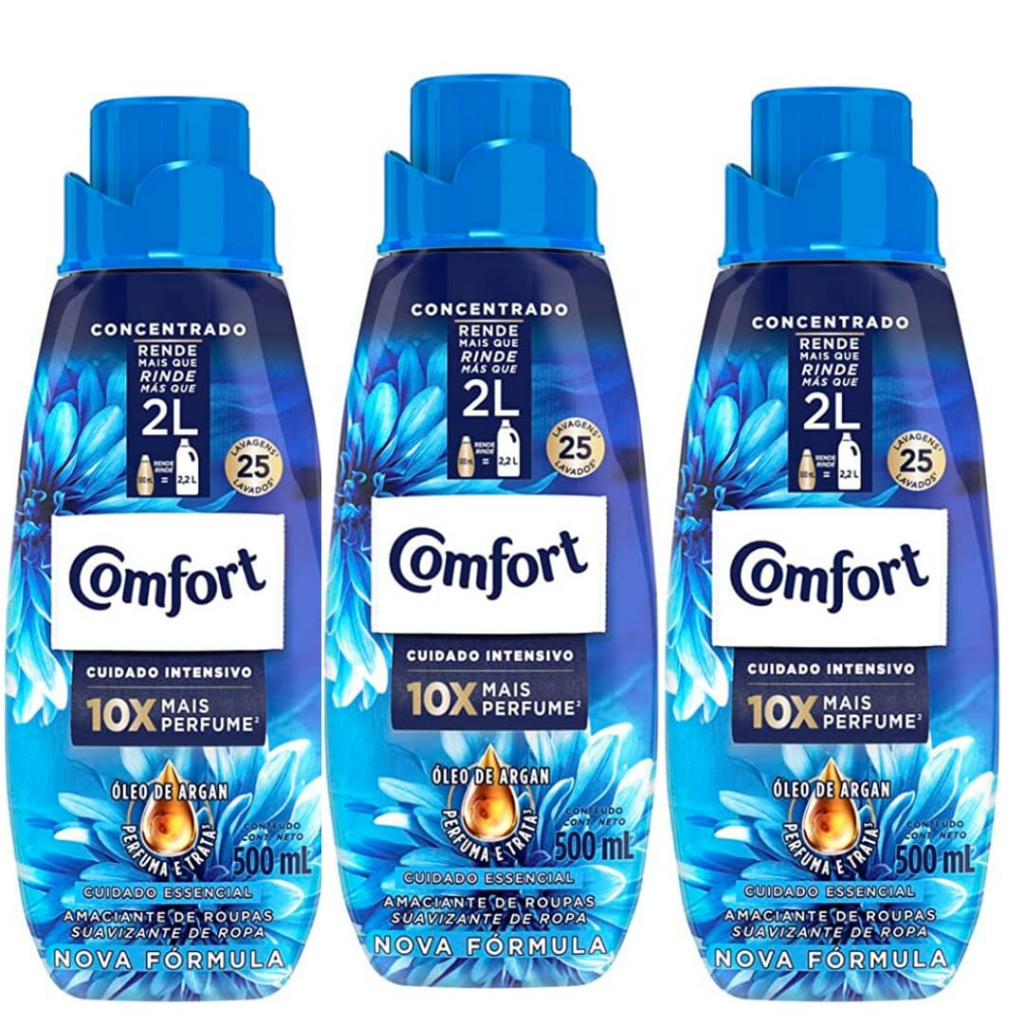 03 Amaciante Concentrado Comfort 500ml Com Nota | Shopee Brasil