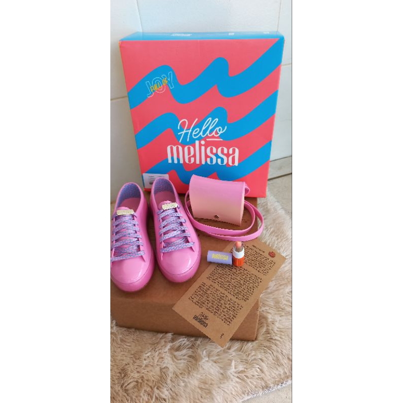 kit Completo Hello Melissa ( 33/34 )- Tenis Melissa Boogie / Pingente / Lip balm / Bag Like IT ...