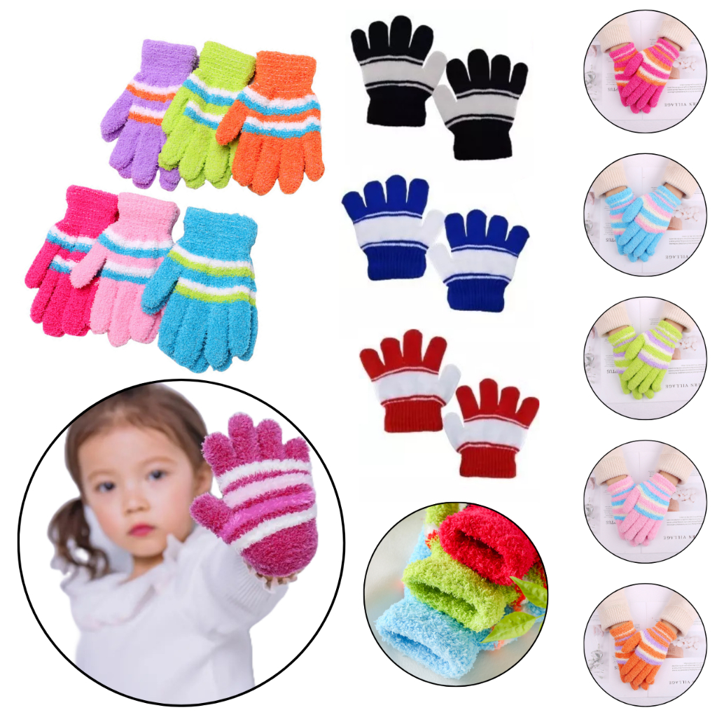 Luva de Lã Infantil Frio Inverno Par de Luva Criança Menino Menina ...